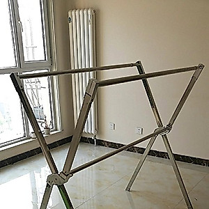 iEllevie Foldable Double Rods Stainless Steel Expandable Clothes Drying Rack 55 to 95 Inch