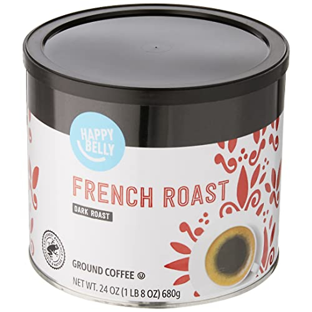 Amazon Brand - Happy Belly French Roast Canister Coffee, Dark Roast, 24 Ounce