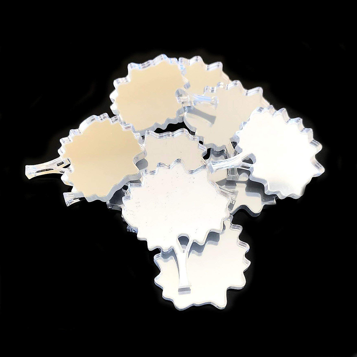Super Cool Creations Tree Shaped Crafting Mirrors, Set of 10, Many Colours, Shatterproof Acrylic, Latte, Pack of 10 x 10cm