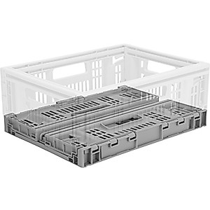 CleverMade CleverCrates Pro-Grade 15.8 Liter Collapsible Storage Bin/Container: Grated Wall Utility Basket/Tote, Grey, 3 Pack