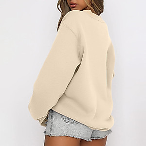 Ceboyel Oversized Sweatshirt For Women Solid Color Crewneck Pullover Tops Long Sleeve Sweaters Fall Fashion Trendy Clothes Womens Long Sleeve T Shirts Dressy Casual Beige L