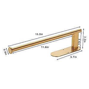 Honmein Paper Towel Holder, Upgrade SUS304 Stainless Steel Paper Towel Holder Under Cabinet, Bend-Resistant, Self-Adhesive or Drill mounting (Gold)