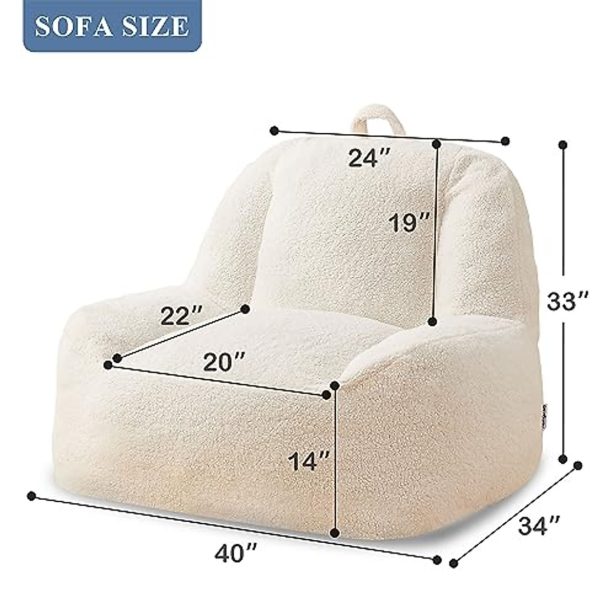 Kumcahom Living Room Chairs Sherpa Accent Chair Teddy Faux Fur Chair Lazy Floor Sofa Memory Foam Pre-Filled Fuzzy Corner Chairs for Bedrooms, Dorms, Small Rooms, Office