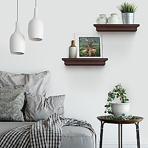 Halter Floating Wall Shelf, Wood Shelves, Floating Shelves for Bedroom, Bathroom, Living Room, and Kitchen, Shelves for Wall Storage, Floating Shelves Wall Mounted, Espresso Wall Storage, Set of 2