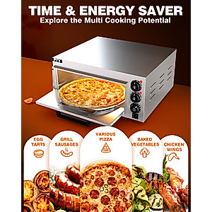 PYY Electric Pizza Oven Countertop Indoor Pizza Ovens Pizza Cooker 1800W Commercial Pizza Oven with Pizza Stone and Timer Silver