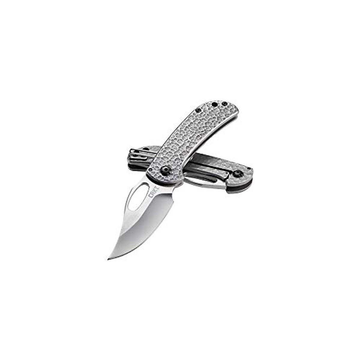 CRKT Chehalem EDC Folding Pocket Knife: Everyday Carry, Clip Point Plain Edge Blade with Satin Finish, Thumbstud Open, Frame Lock, Stainless Steel Handle with Hammer Finish 6540