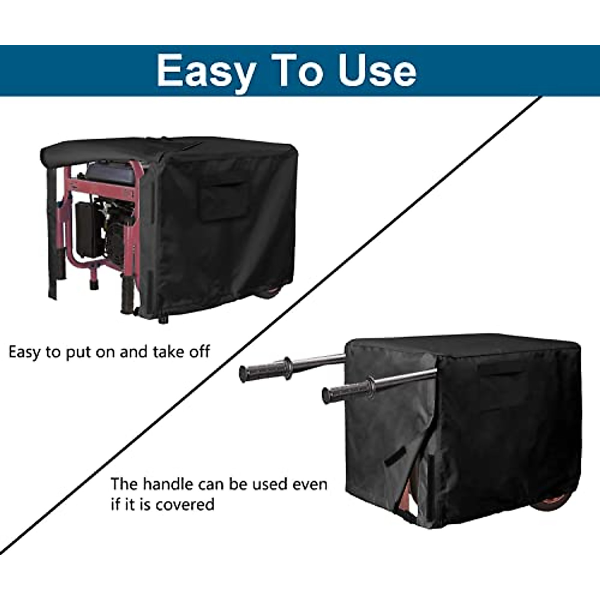 WOMACO Generator Covers Waterproof Dustproof Heavy Duty Universal Durable Portable Outdoor Generator Cover Protector for 2200-5000 Watt Generators (32”L x 24”W x 24”H, Black)