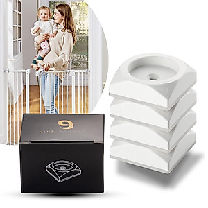 NINE BANANA 1st Nonslip Sturdy & Stylish Matte White Square Gate Wall Protector (4 Pack x 1Set) - Safety Wall Pads for Child Dogs Pet Gates, Doorways, Stairs, Gates with Door