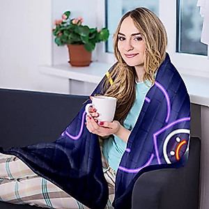 Halloween Party Neon Pattern Prints Soft Warm Cozy Blanket Throw for Bed Couch Sofa Picnic Camping Beach, 150×100cm