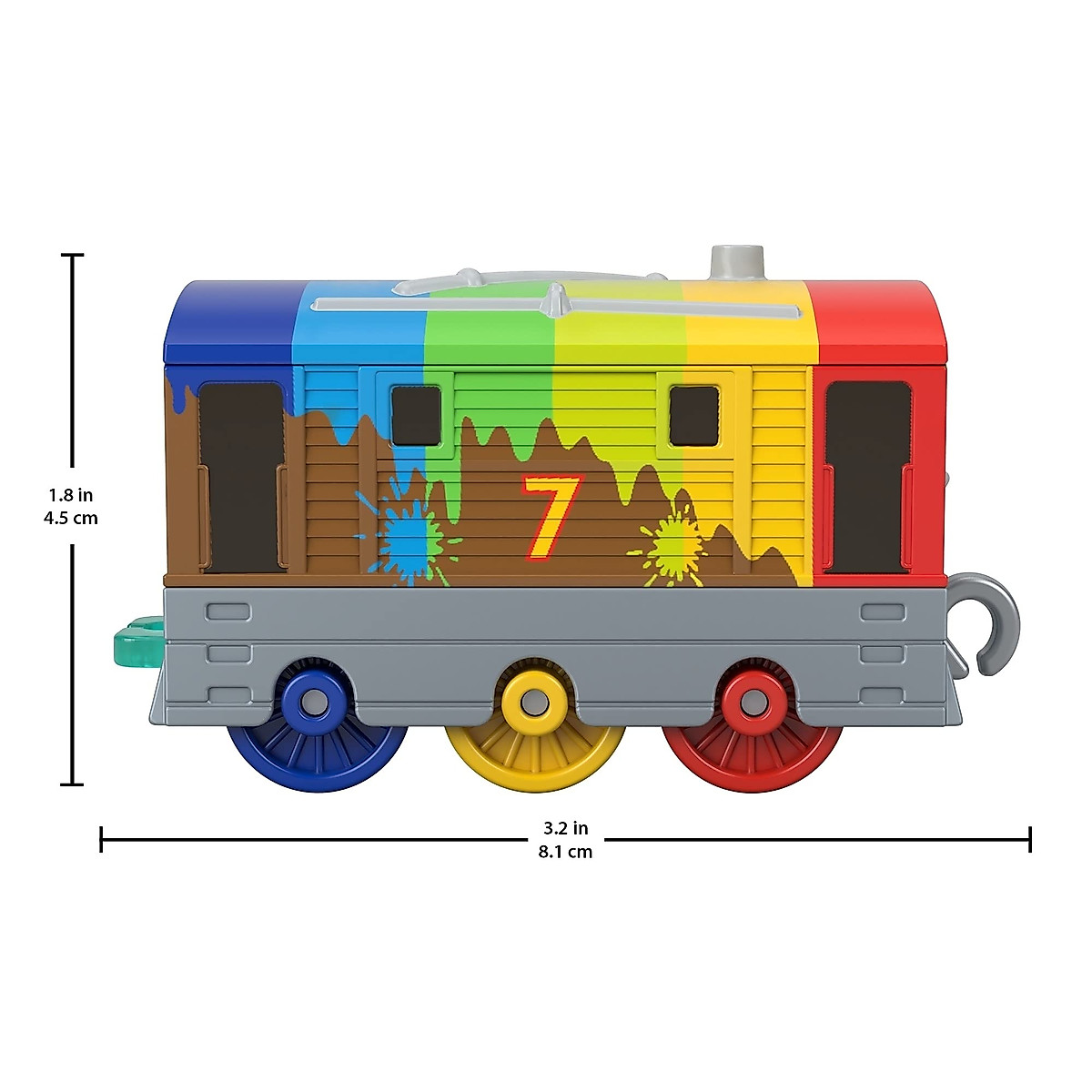 THOMAS & FRIENDS Fisher-Price GYV65 Rainbow Toby Push-Along Train Engine for Preschool Kids Ages 3 Years and Up, Multicolor, 4.5 cm*3.0 cm*8.0 cm