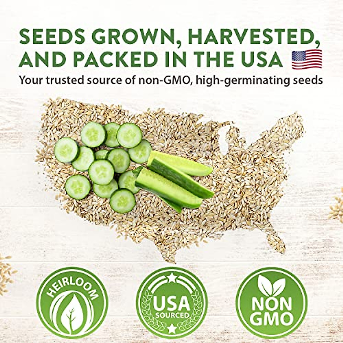 4 Cucumber Seeds Variety Pack - Cucumber Seeds for Planting - National Pickling, Beit Alpha, Armenian Pale Green, & Lemon Cucumbers to Plant Outdoors in Your Vegetable Garden