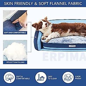 ERPIMA Orthopedic Dog Bed, Memory Foam Bolster Couch Dog Bed for Large Dogs, Cooling Gel Foam Dog Bed,Removable Washable Cover Pet Bed, Nonskid Dog Mat with CertiPUR-US® Certified Foam