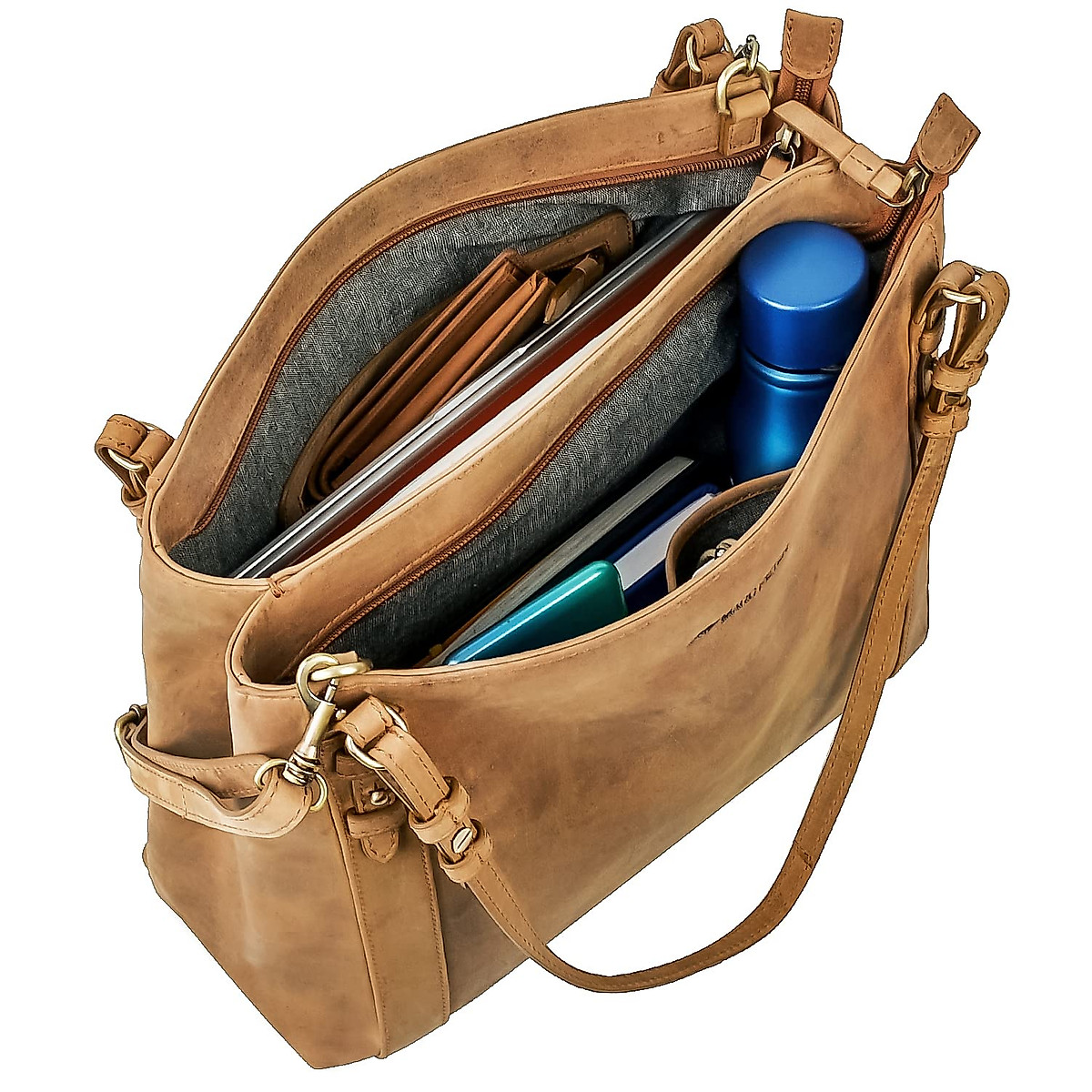 MARC PETER Hana Tan Hunter Leather Hobo Bag for Women | Top Handle Satchel | Women Fashion Shoulder Bag