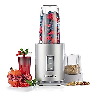 1200W Aluminum 3-Speed Juicer for Shakes and Smoothies, Healnitor Large Size Mixer with Blending and Juicing for Kitchen, Silver