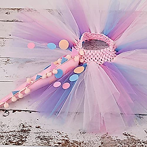 Gouldianfinch Infant Baby Girls 1st Birthday Outfits Dinosaur Printed Romper + Tutu Skirt with Tail Toddler Princess Dress (12-18M)