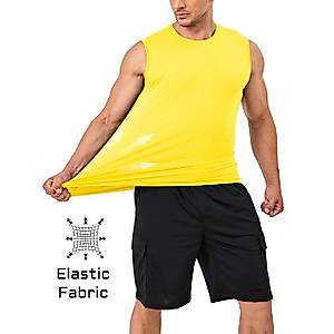 MAGCOMSEN Workout Tank Tops for Men Dry Fit Sleeveless Shirts Muscle Boxing Dry Fit Tank Tops Fitness Active Summer Tank Tops Yellow XL