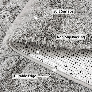 Beglad Soft Fluffy Area Rug Modern Shaggy Bedroom Rugs for Kids Room Extra Comfy Nursery Rug Floor Carpets Boys Girls Fuzzy Shag Fur Home Decor Rug, 5.3 ft x 7.5 ft, Grey
