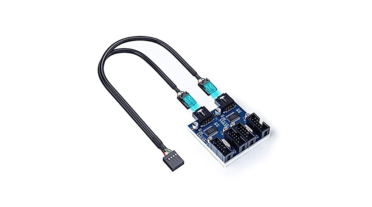 Expand Motherboard USB: 9Pin Header Splitter 1 to 4 Port Hub