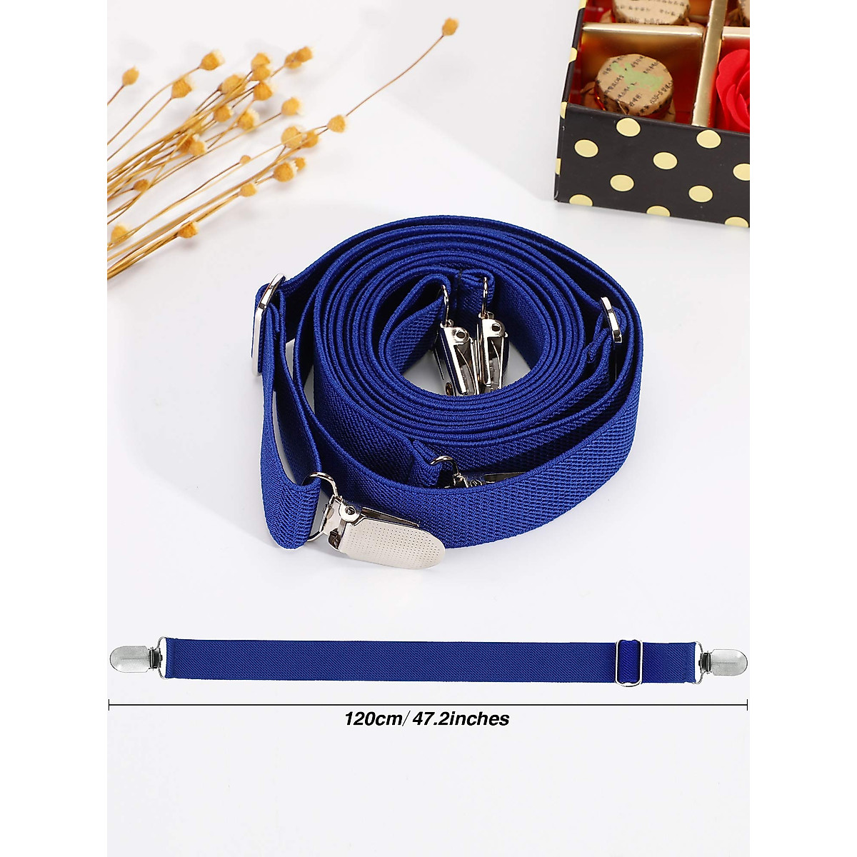 SATINIOR Mitten Clips Fully Adjustable (23.6-47.2 Inch) Glove Clips Elastic Gloves Clip for Kids (Royal Blue)