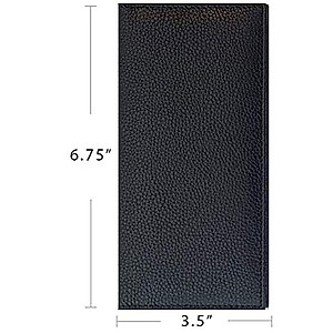 Black Basic Genuine Leather Checkbook Cover For Men & Women
