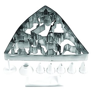 Fox Run Nativity Scene Cookie Cutter Bake Set and Icing Kit for Christmas Gingerbread, 21-Piece, Metallic