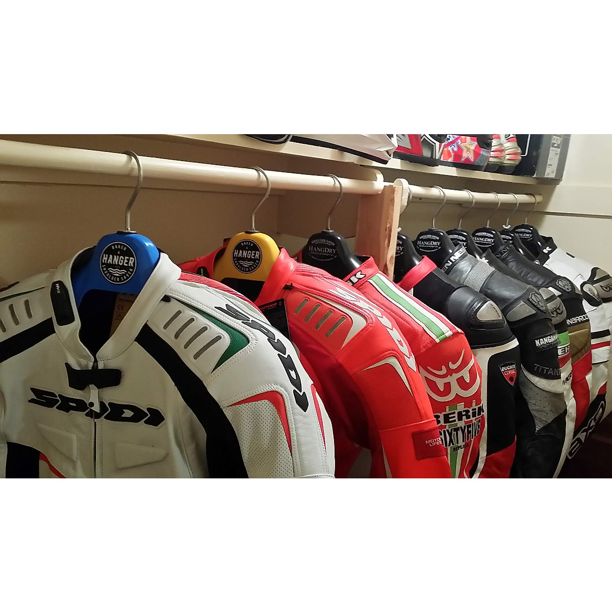 Motorcycle Body Armor Coat Hanger 'Shoulder Saver' by BAKER HANGER - USA Made - 4 Inch Hook (Black)