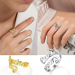 Custom4U 2 Name Rings Personalized for Women