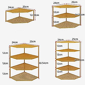通用 Small Corner Bookshelf, White, Black, Gold Metal Corner Shelf, Kitchen Storage Rack, Desktop Storage, Office Corner Organizer (Gold, 3 Tier)