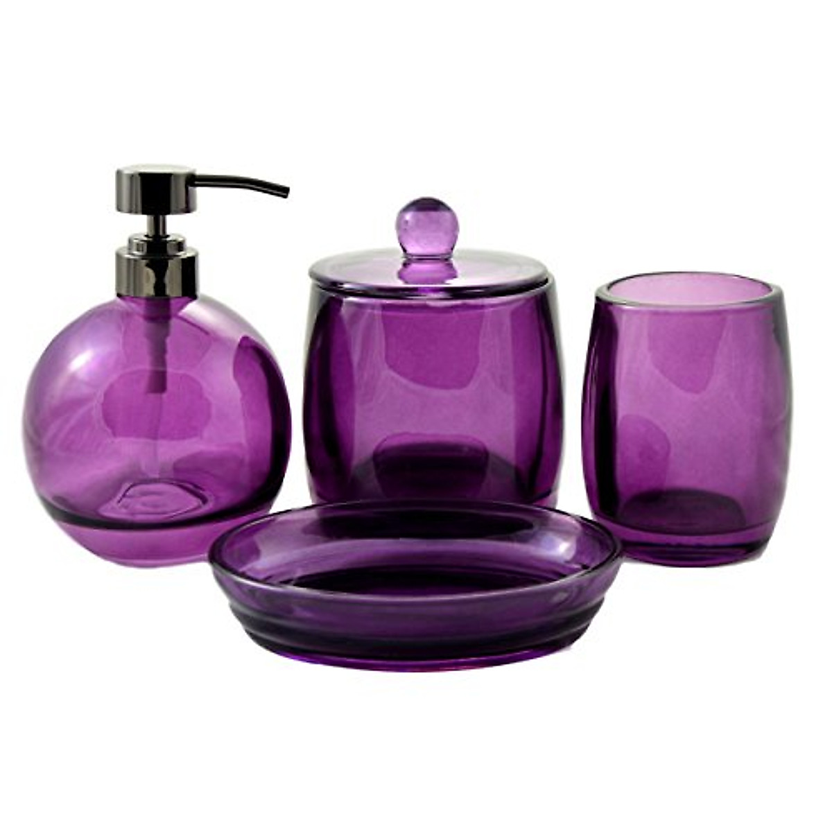 Nature Home Decor 944-1349 Premium Angus Glass 4-Piece Bathroom Accessory Set of Ruby Collection
