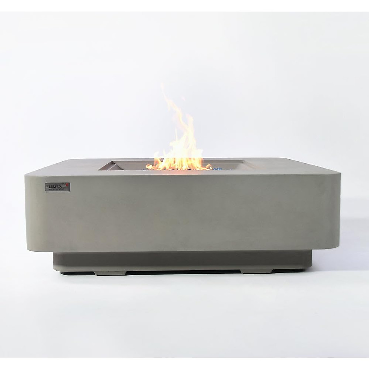 Lucerne Concrete Fire Pit 42".1 x 42 Outdoor Patio Firepit Includes Fire Glass Modern Fire Pits & Outdoor Fireplaces for Garden, Deck, Indoor & Outdoor Heating