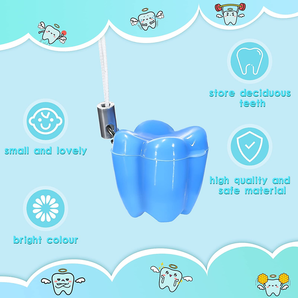 90 Pack Lost Teeth Saver Necklace Milk Teeth Storage Box Necklace Lovely Baby Milk Tooth Fairy Save Box Nice Child Teeth Keepsake Holder Tooth Organizer for Kids Lost Teeth Container, Shower Gift