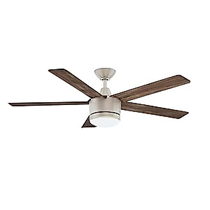 Home Decorators Collection Merwry 52 in. Integrated LED Indoor Brushed Nickel Ceiling Fan with Light Kit and Remote Control