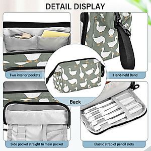 Glaphy Cute White Geese Pencil Case Large Capacity Pencil Pouch Bag Zipper Stationery Bag for Office College School