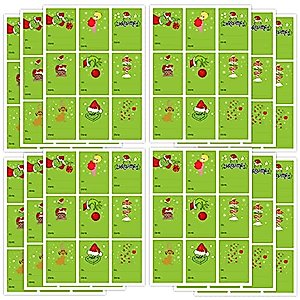 RMMDO Grin-ch Stickers Grin-ch Games Grin-ch to from Stickers Grin-ch Labels for Gifts Tags Stickers Christmas for Laptop Skateboard Water Bottles Phone Guitar Grin-ch Decorations