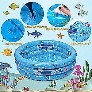 balnore Kiddie Pool for Toddlers - Whale Inflatable Kiddie Pools | Kids Pools for Backyard | 3 Ring Kiddie Pool/47x17 Indoor Outdoor Pool Party