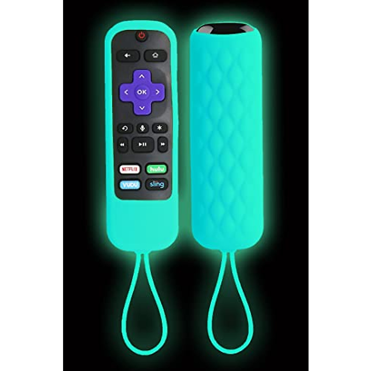 TOKERSE Glow Remote Cover for Roku Steaming Stick/Voice/Express/Premiere Remote - Silicone Case Cover for TCL Hisense Roku TV Smart TV Remote Control Replacement Cover Case Glow in The Dark - GlowBlue