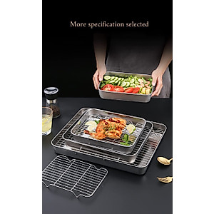 Stainless Steel Baking Sheet With Rack,Cookie Sheets and Non-stick Cooling Rack,Food Grade Material Baking Pan Tray For Oven,Extra Rectangle Size Baking sheet,Warp Resistant&Heavy Duty&Non Toxic (XL)