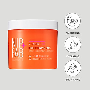 Nip + Fab Vitamin C Fix Brightening Pads for Face, Facial Pad with Anti-Aging Pomegranate and Coffee Seed Extract to Brighten Even Tone Skin, 60 Pads, 2.7 Ounce