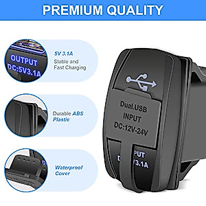 2023 Upgrade Rocker Switch Style USB Charger 12V/24V Dual USB Car Charger Adapter