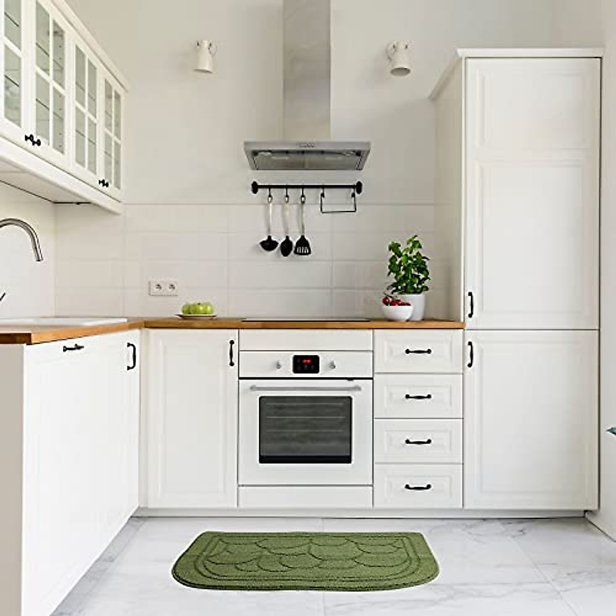 Juvale Half Circle Door Mat for Indoors and Outdoors (Green, 30 x 18 Inches)