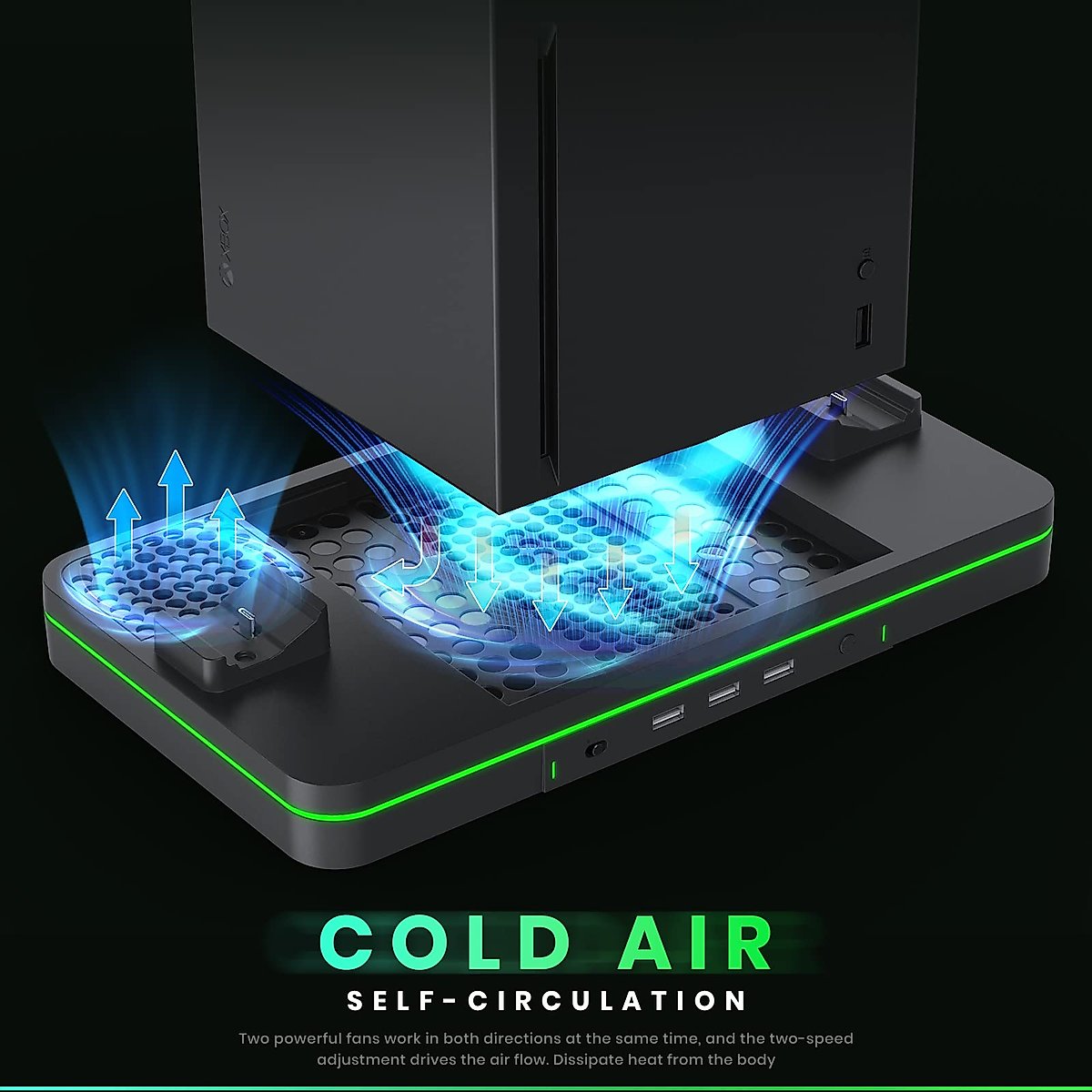 CODOGOY Vertical Charging Stand with Cooling Fan, Compatible with Xbox Series X/S Console and Controller, Dual Controller Charger Station Dock Accessories with 3 USB Ports