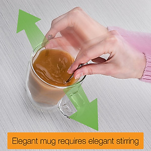 Double Wall Glass Coffee Mugs 16 oz - Large Clear Set of 2 - Patent Pending Geometric Modern Novelty Design - Insulated & Double Walled Glass Coffee Mugs. Ideal for Latte & Cappuccino