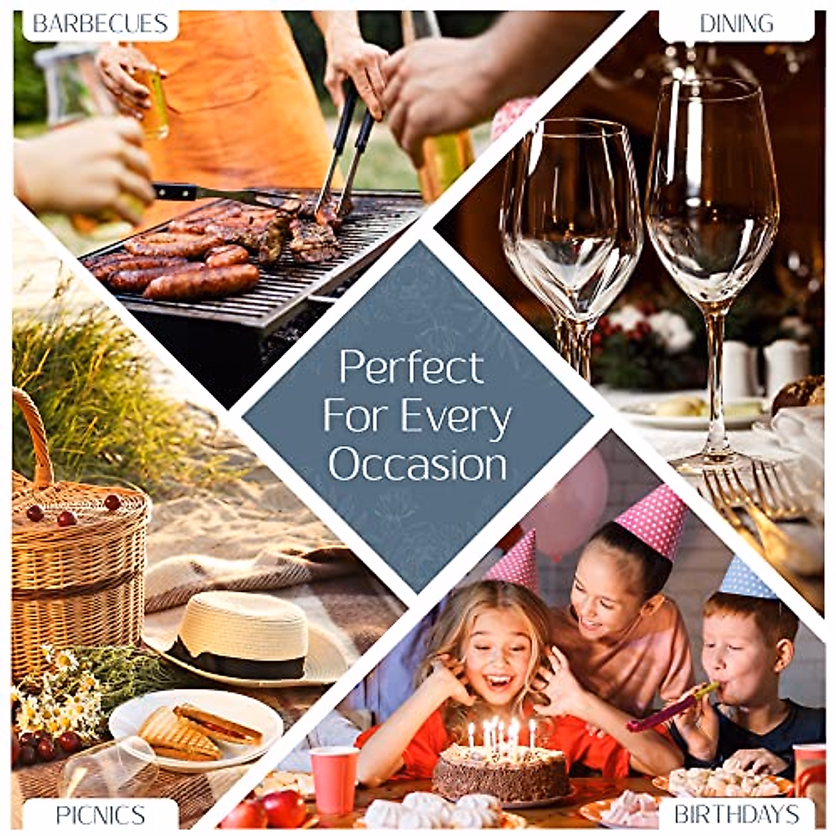 Elrene Home Fashions Windowpane Plaid Water- and Stain-Resistant Vinyl Tablecloth with Flannel Backing, 52 Inches X 52 Inches, Square, Gray