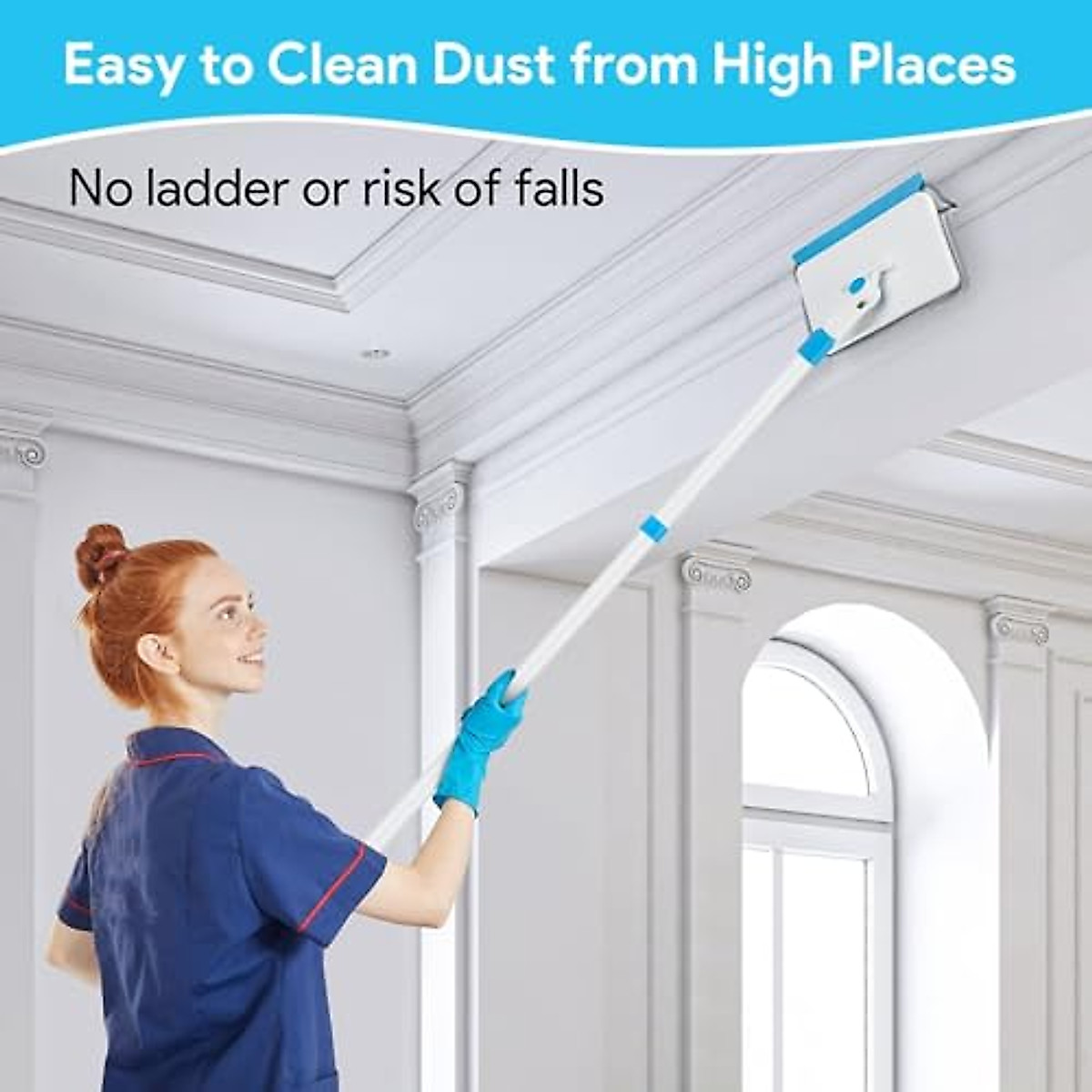 Lshfjnd Baseboard Cleaner Tool with Long Handle,Wall Cleaner Mop with Extendable Handle,Duster Cleaning Tools Mop for Baseboard Floor Skirting Board,Ceiling Wall Window Cleaner with 4 Reusable Pads
