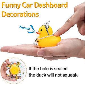wonuu Car Duck Rubber Duck Car Ornaments Duck Car Dashboard Decorations with Mini Crown and Necklace, C-Female Crown