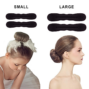 Beaute Galleria Magic 4 Pieces Black Foam Sponge Twist Shapers, Hair Bun Maker, Hair Donuts for Ballet Buns (2 Small, Large)