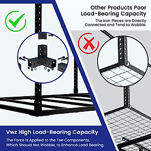 VWZ 4×8' Overhead Garage Storage Rack, Adjustable Garage Ceiling Storage Racks, Heavy Duty Garage Shelving, Garage Hanging Storage Racks with A Load Capacity of up to 1320 Lbs, Black. (Bottomless)