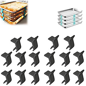 16Pcs Baking Sheet Stackers, Baking Sheet Stacking Clips, Universal Baking Sheet Pan Stackers, Layered Tray Holder Stackers, Stacking Cookie Tray Clips, for Restaurants, Kitchen (Black*16pcs)