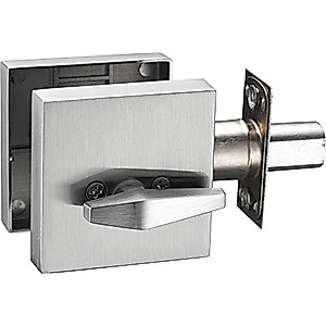 Berlin Modisch Contemporary Square Entry Lever Door Handle and Single Cylinder Deadbolt Locking Lever Handle Set [Front Door or Office] Right & Left Sided Doors Heavy Duty – Satin Nickel Finish