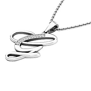 Dazzlingrock Collection 0.05 Carat (Ctw) Round Diamond Fancy Letter 'G' Initial Pendant for Mother's Day, Sterling Silver